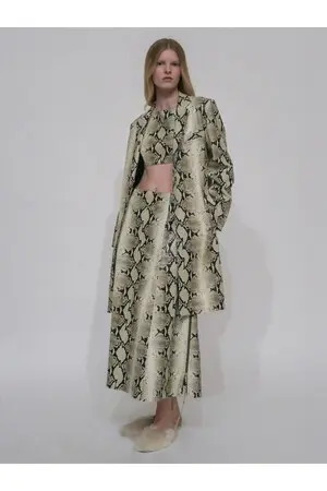 Rosetta Getty Embossed Python Leather Tailored Coat