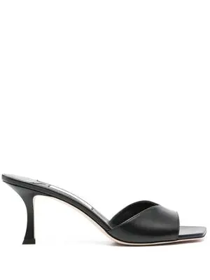 JIMMY CHOO Skye 70 Leather Heeled Mules - Black
