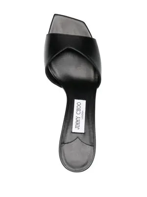 JIMMY CHOO Skye 70 Leather Heeled Mules - Black