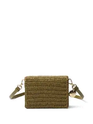 Prada Enamel Triangle Logo Crochet Purse - Green