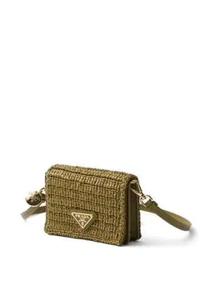 Prada Enamel Triangle Logo Crochet Purse - Green