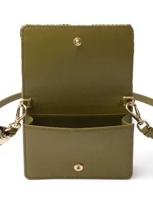 Prada Enamel Triangle Logo Crochet Purse - Green