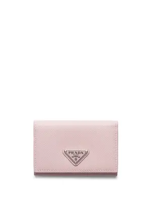 Prada Triangle-logo Leather Card Holder - Pink
