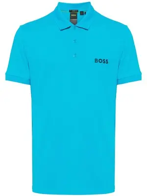 BOSS Logo-appliqué Short-sleeve Polo Shirt - Blue