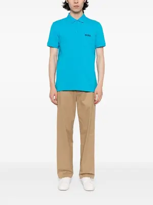 BOSS Logo-appliqué Short-sleeve Polo Shirt - Blue