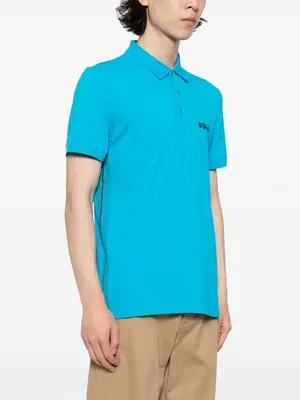 BOSS Logo-appliqué Short-sleeve Polo Shirt - Blue