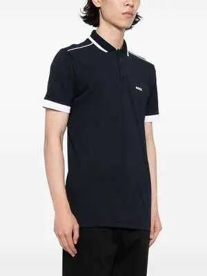 BOSS Logo-print Cotton Polo Shirt - Blue