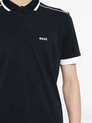 BOSS Logo-print Cotton Polo Shirt - Blue