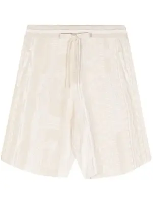 LANEUS Textured Cotton Shorts