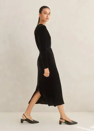 ME+EM Silk-blend Velvet Draped Midi Dress