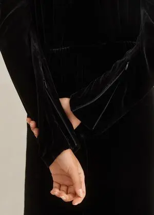 ME+EM Silk-blend Velvet Draped Midi Dress