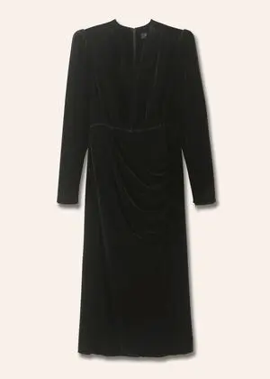 ME+EM Silk-blend Velvet Draped Midi Dress
