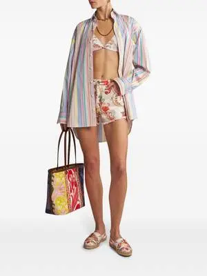 Etro Paisley-print Denim Shorts - White