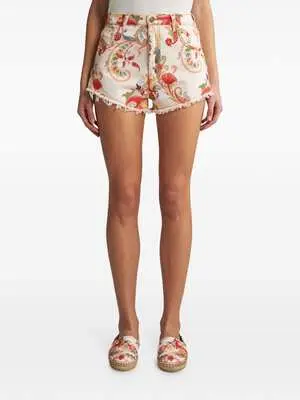 Etro Paisley-print Denim Shorts - White