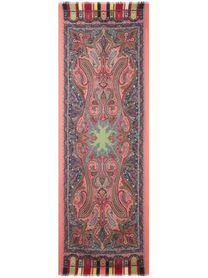 Etro Paisley-print Wool-silk Blend Scarf - Red