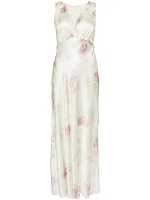 LoveShackFancy Suniva Silk Maxi Slip Dress
