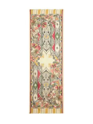 Etro Abstract-print Wool-silk Blend Scarf - Neutrals