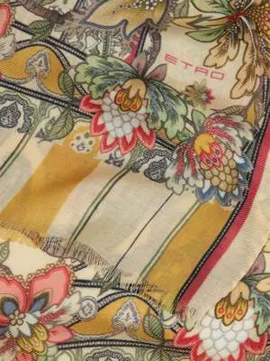 Etro Abstract-print Wool-silk Blend Scarf - Neutrals