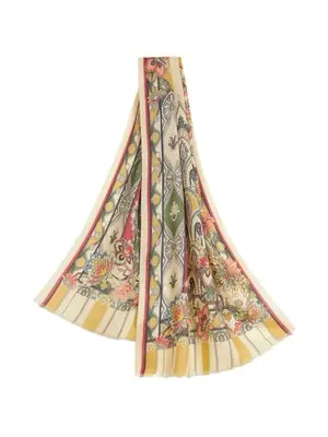Etro Abstract-print Wool-silk Blend Scarf - Neutrals