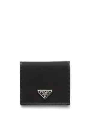 Prada Re-nylon Enamel-triangle Logo Wallet - Black