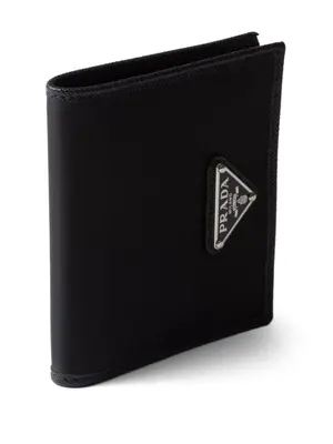 Prada Re-nylon Enamel-triangle Logo Wallet - Black