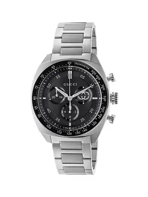 Gucci Interlocking G Stainless Steel Chronograph Watch/41mm - Black Steel