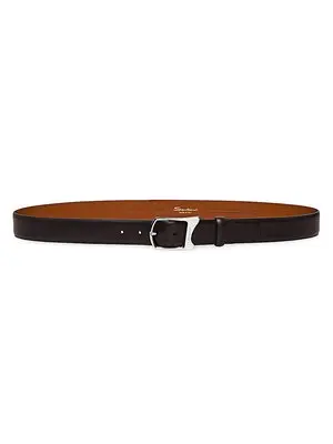 Santoni Leather Belt Dark Brown