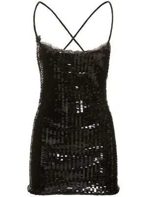 Roberto Cavalli Sequined Mini Dress - Black