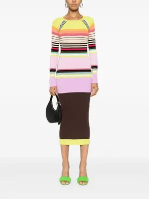 Christopher John Rogers Striped Knitted Midi Dress