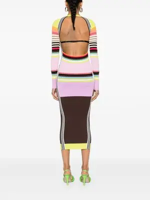 Christopher John Rogers Striped Knitted Midi Dress