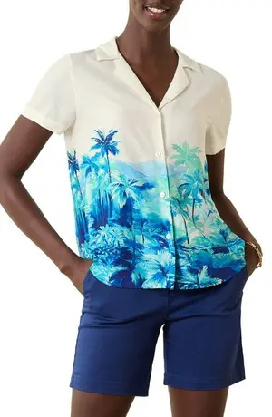 Tommy Bahama Oceanside Views Silk Camp Shirt - Coconut