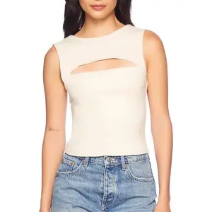 Susana Monaco Cutout Tank Top - Blanched Almond