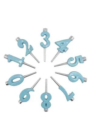 MARIPOSA Enamel Recycled Aluminum Number Candleholder Set Blue