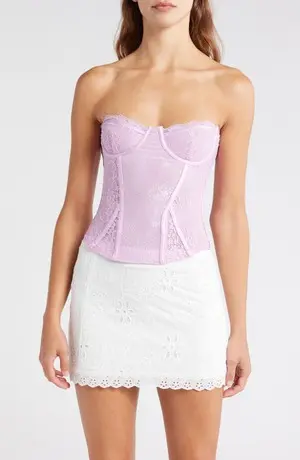 MISTRESS ROCKS Strapless Lace Corset Top - Orchid