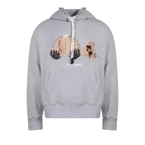 Palm Angels Papunk Bear Lurex Fleece Hoodie 'melange - Grey