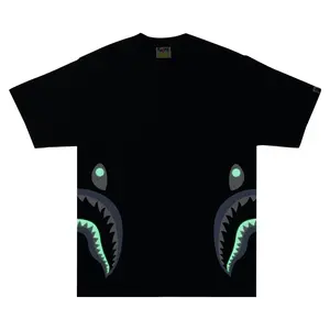 A BATHING APE Glow In The Dark Side Shark Tee - Black
