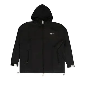 Off-White Logo Print Windbreaker Jacket - Black