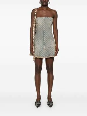 MISBHV Monogram-jacquard Denim Mini Dress