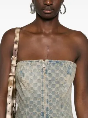 MISBHV Monogram-jacquard Denim Mini Dress