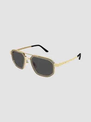 Cartier Santos Classic 60mm Navigator Sunglasses - Gold Black