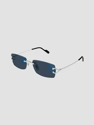 Cartier C Decor 56mm Rectangular Sunglasses - Silver Blue