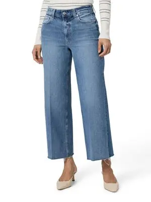 Paige Transcend Vintage Wide Leg Cropped Jeans - Rock Show Blue