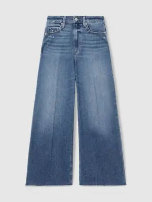 Paige Transcend Vintage Wide Leg Cropped Jeans - Rock Show Blue