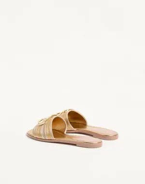 Valentino Garavani Vlogo Signature Metallic Leather Slides - Gold