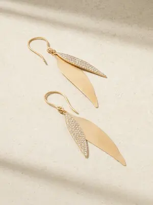 Ileana Makri Falling Leaves 18-karat Diamond Earrings - Gold