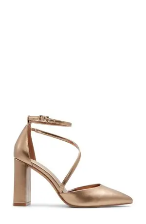 Aldo Milley Ankle Strap Pointed Toe Pump - Gold