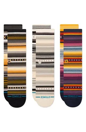 Stance Stance Curren Mismatched Stripe Crew Socks - 3-Pack Forest