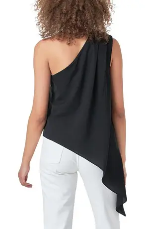 Endless Rose Asymmetric One-shoulder Top - Black