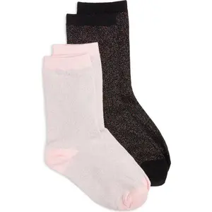 HIGH HEEL JUNGLE Assorted Metallic Crew Socks 2-pack - Multi Black/ Pink