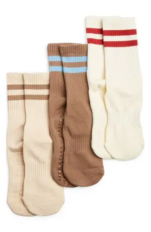 HIGH HEEL JUNGLE 3-pack Varsity Grip Crew Socks - Retro